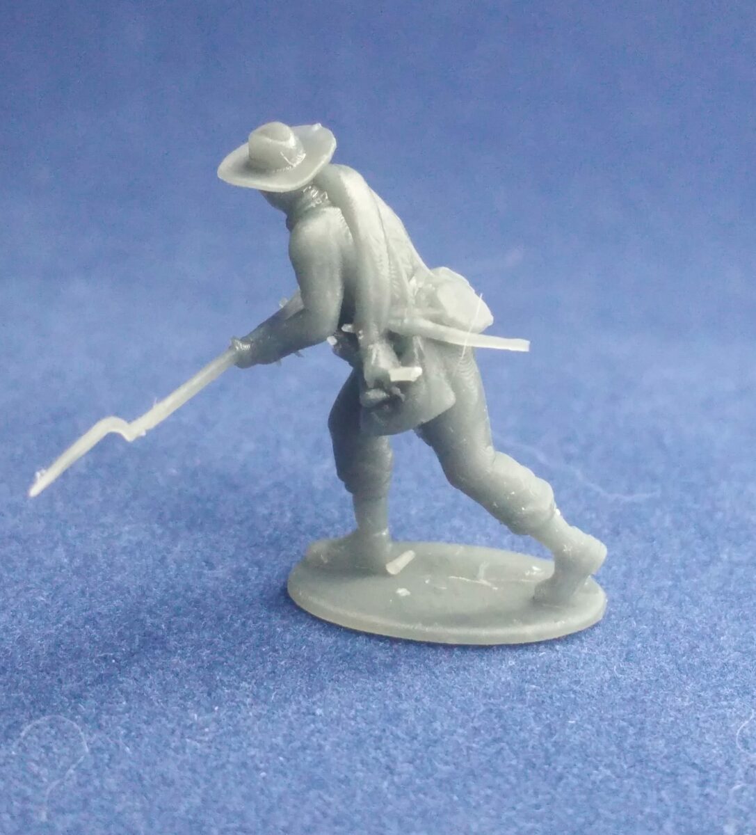 Confederate soldier in hat moving