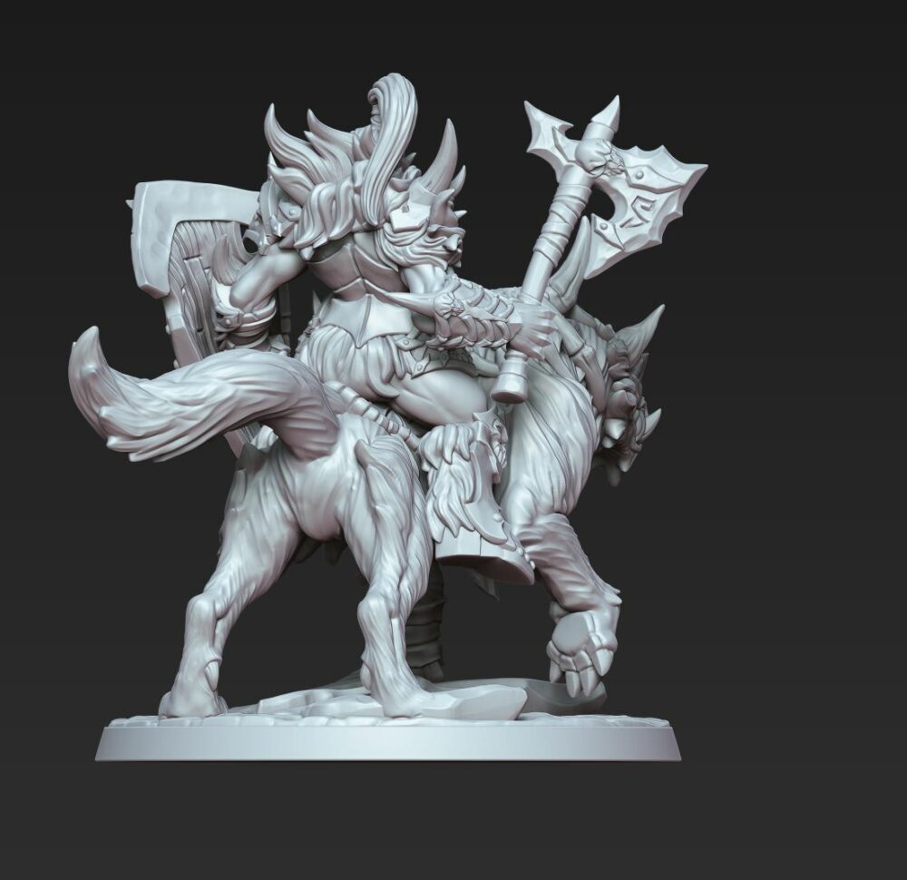 Artisan Guild Miniatures - Female orc worg rider axe and shield AG - Speira