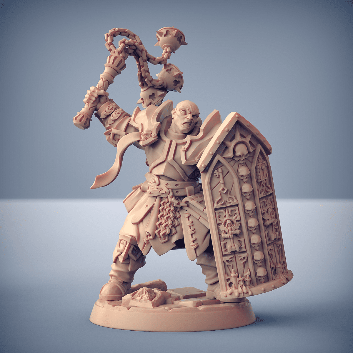 Artisan Guild Miniatures - Warrior priest with flail and shield AG - Speira