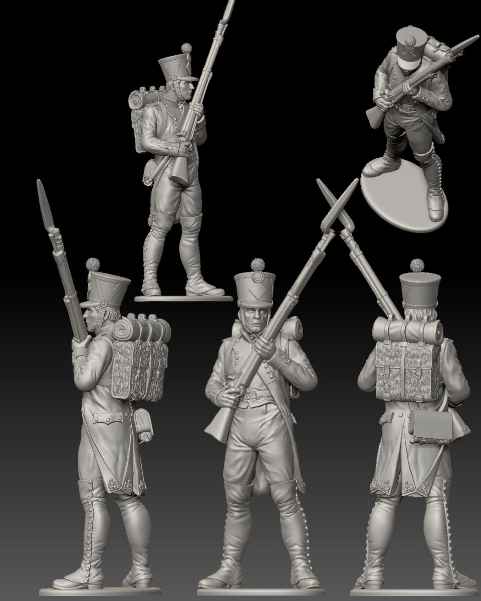 French Fusilier standing. 1809/12 campaigns, full dress uniform. 1809/ ...